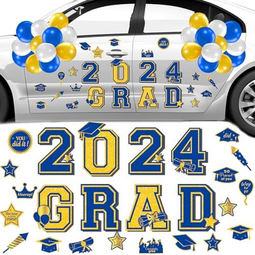 Amazon.com: 43 PCS Graduation Car Reflective Magnets Balloons Grad 2024 ...