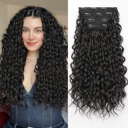 Curly Clip in Hair Extensions,4PCS 20 Inch Hair Extensions long Soft ...