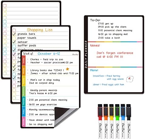 CLEVER CLEAN Magnetic Dry Erase List Board - 6.5"x8.5" Weekly, Daily, 2 ...