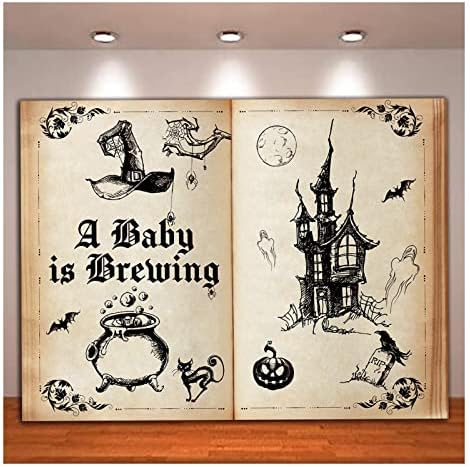 Amazon.com : Witch Magic Theme A Baby is Brewing Party Photo Background ...
