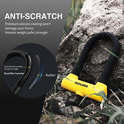 BEELORD Bike U-Lock, Heavy Duty Anti-Theft Bicycle U Lock, 18mm Shackle ...