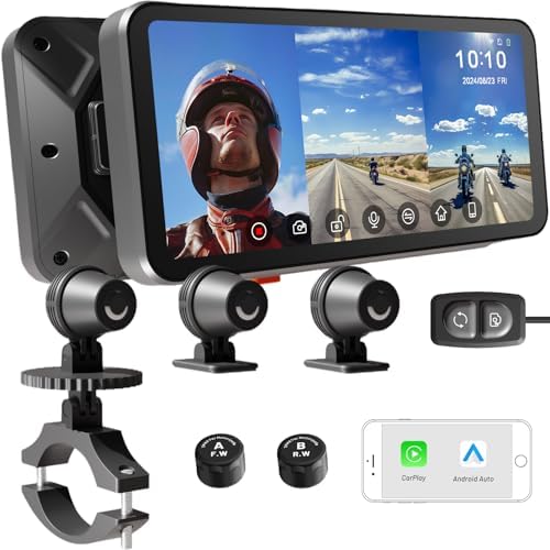 Amazon.com: Motorcycle DVR: Wireless Apple Carplay, Android Auto, TPMS ...