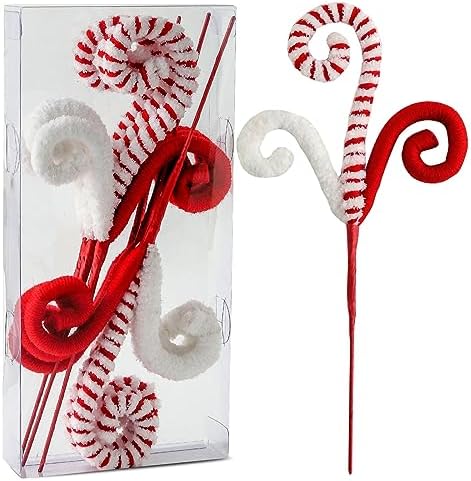 Amazon.com: ZHANYIGY 6PC Set Red/White Christmas Tree Decorations Picks ...