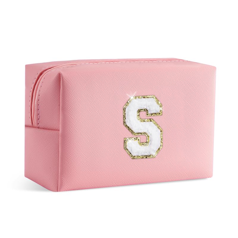 Initial Makeup Bag - Monogram Cute Makeup Bag Pink Makeup Bag Cosmetic ...
