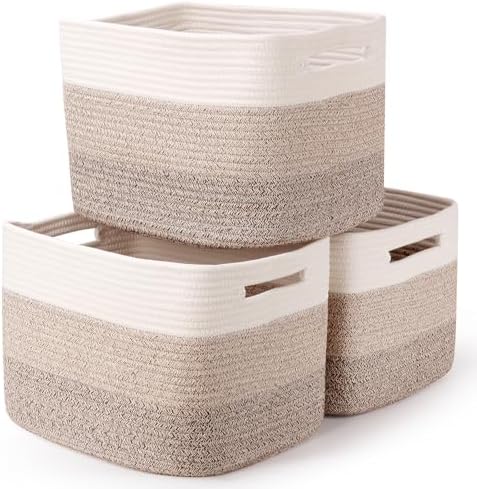 Amazon.com: ODOM 2 Pack Natural Cotton Rope Basket for Organizing, [15 ...