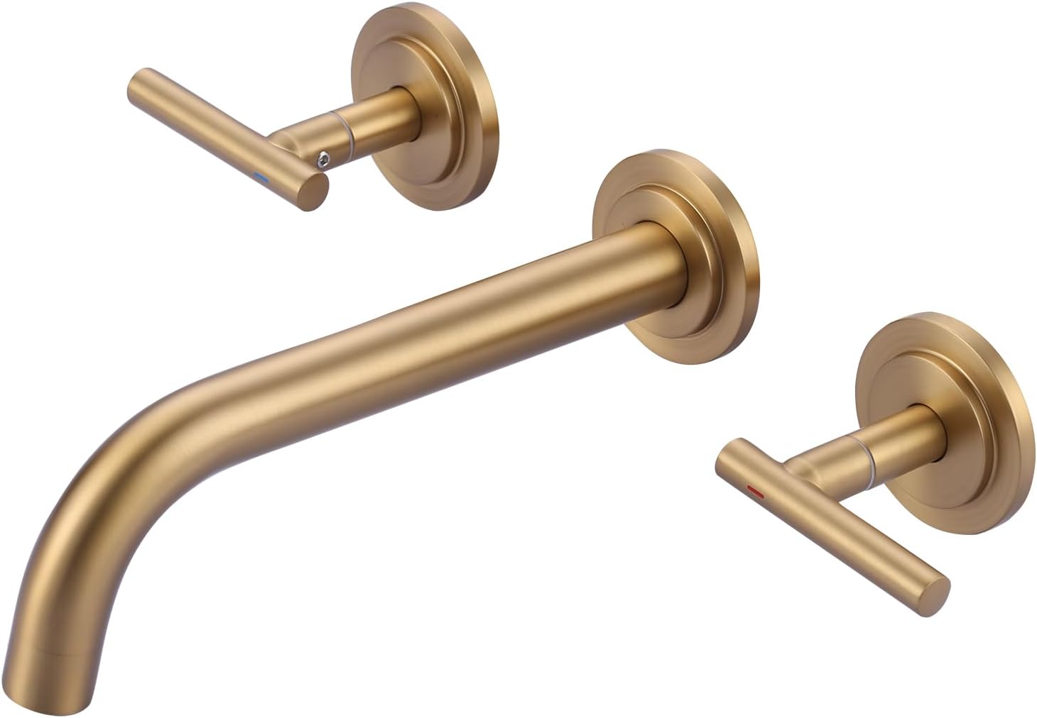 WOWOW Wall Mount Bathroom Faucet Gold Wall Faucet High Flow Two Handles ...