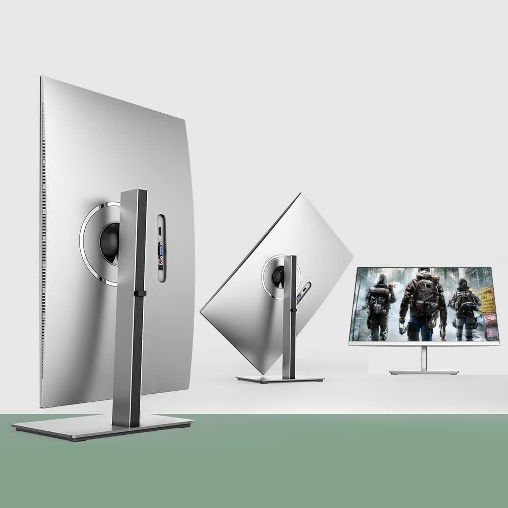 24 Inch Full HD Monitor, Ultra-Slim Bezel, Silver, Aluminum Standing ...