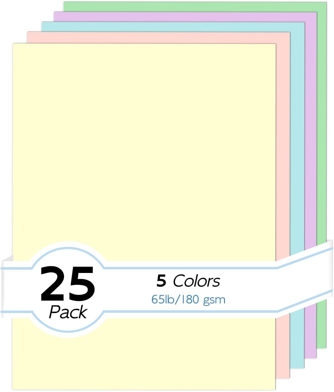 Amazon.com : Colored Card Stock 5 Colors,Goefun 65lb 8.5 x 11 Pastel ...