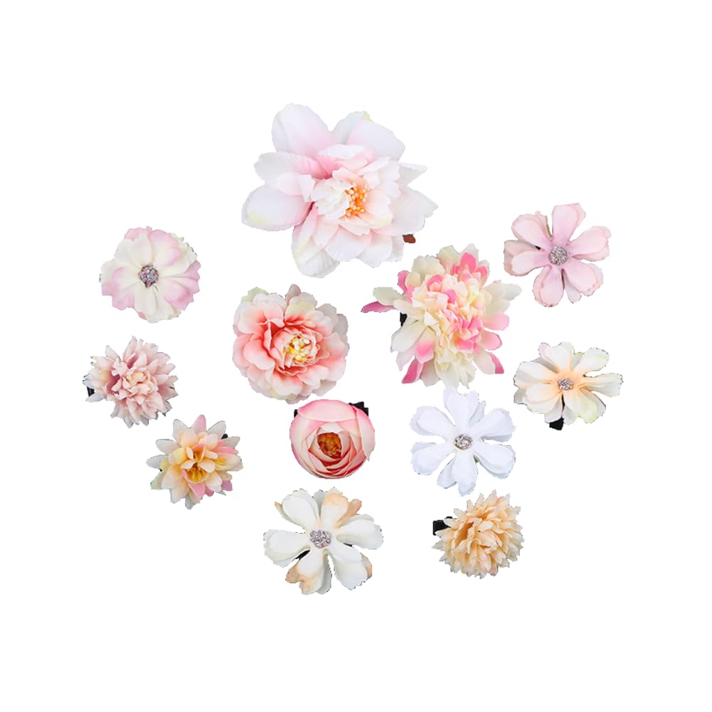 12PCS Multicolor Bohemian Flower Hair Clips Rose Hair Barrettes ...
