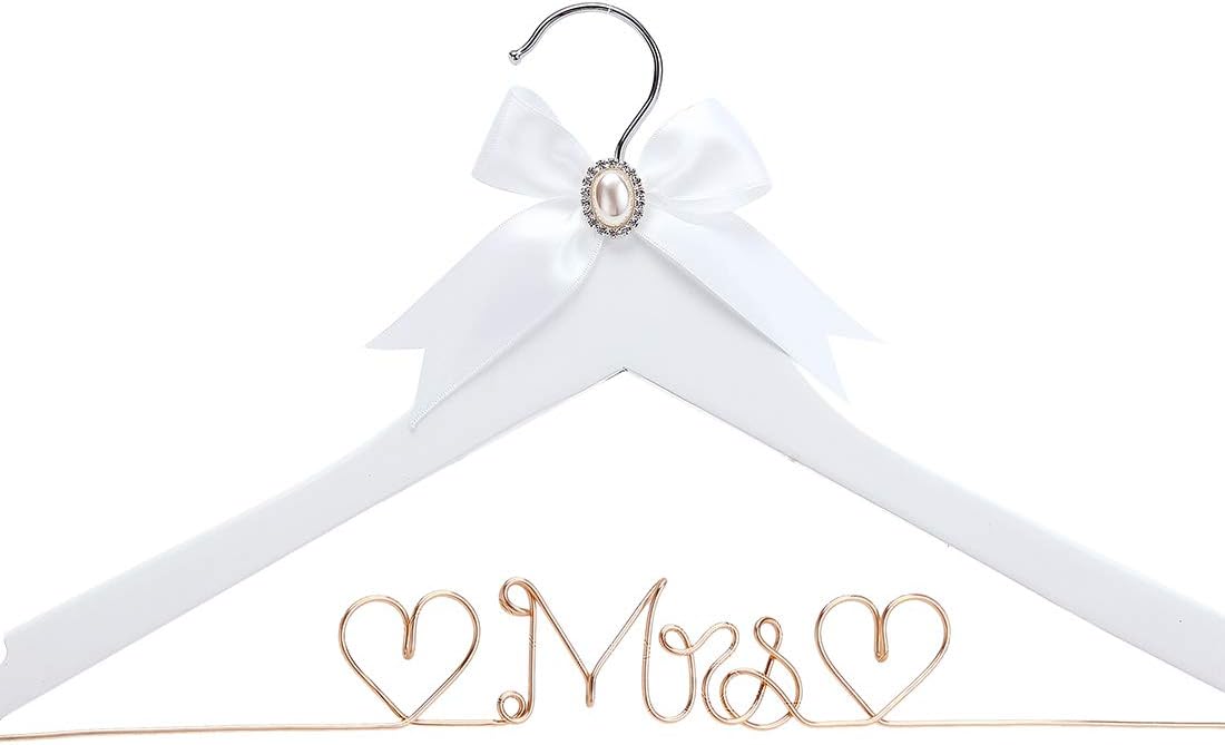Amazon.com: Bridal Dress Hanger Solid Wood Dress Hangers Mrs Letter ...