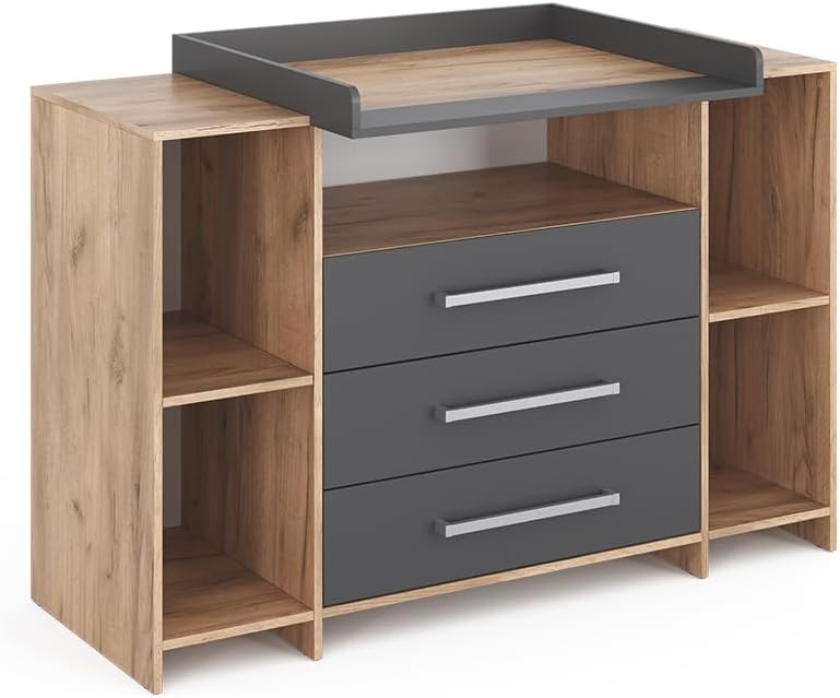 Vicco Changing dresser Oskar, Gold power oak, 143 x 100 cm XL with ...