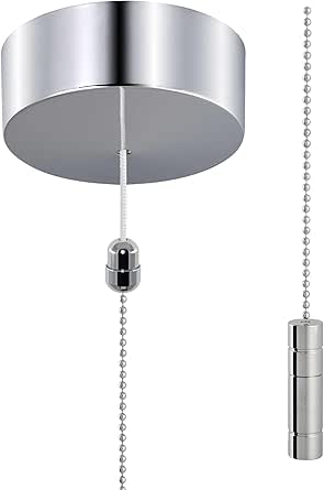 ElekTek Chrome Light Pull Switch Kit with Pull Chain and Connector ...