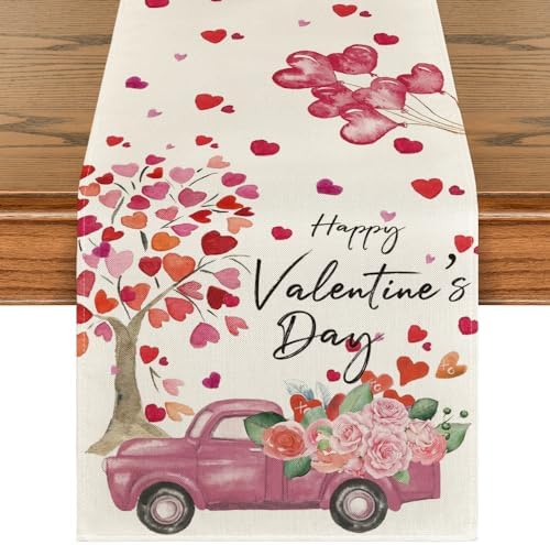 Amazon.com: JOYFISCO Valentines Day Decor Table Runner, Red Heart Lace ...