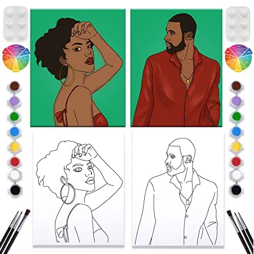 Amazon.com: VALLSIP 2 Pack Paint and Sip Canvas Painting Kit Pre Drawn Canvas for Painting for ...