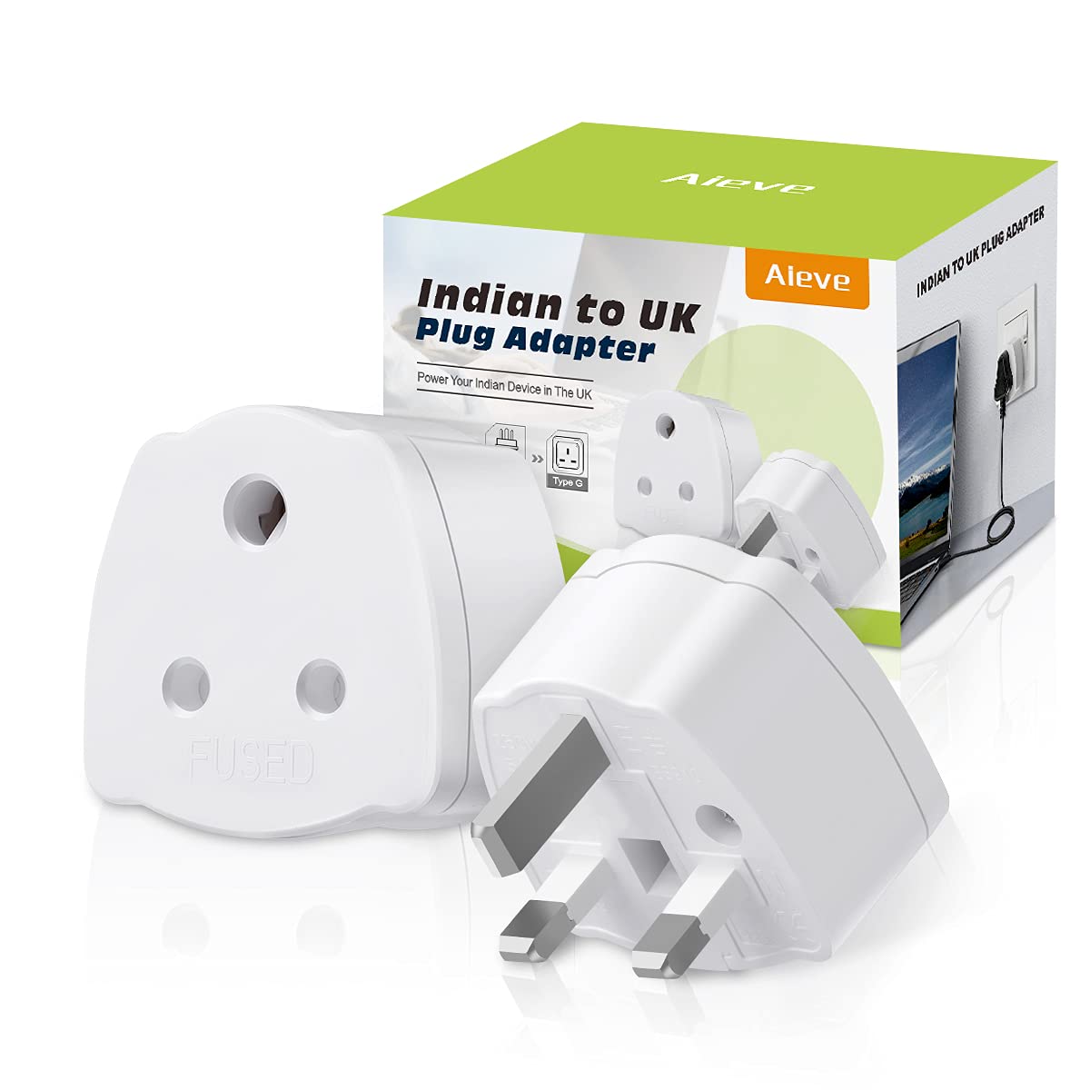 Buy Indian To UK Plug Adapter AIEVE 2 Pack India To UK 3 Pin Plug