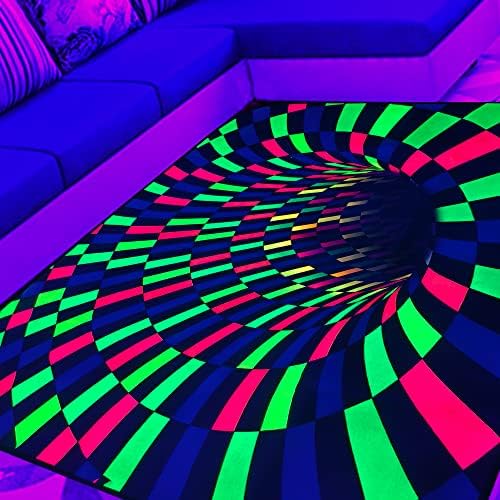 Amazon.com: 3D Optical Illusion Area Rug Blacklight Vortex Rugs Black ...