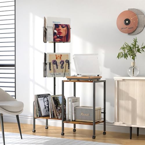 Snapklik.com : Record Player Stand, Vinyl Record Storage Rotating ...
