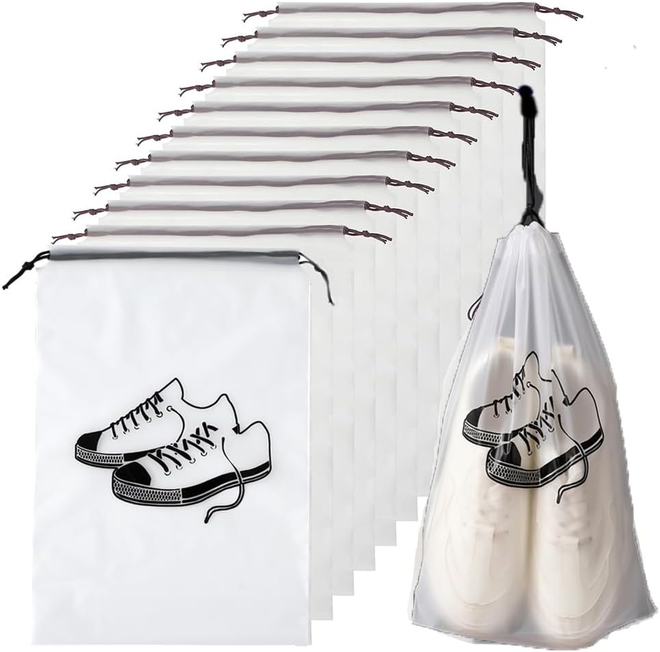 DIOMMELL Set of 12 Transparent Shoe Bags for Travel Large Clear Shoes ...