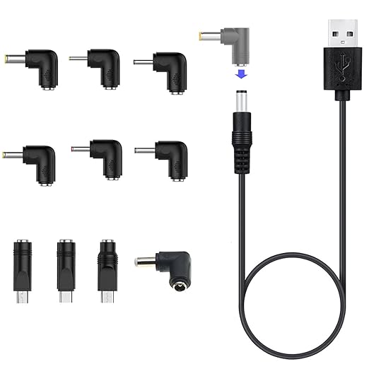 USB to DC 5V Power Cord, Universal USB to DC 5.5x2.1mm Plug Power ...