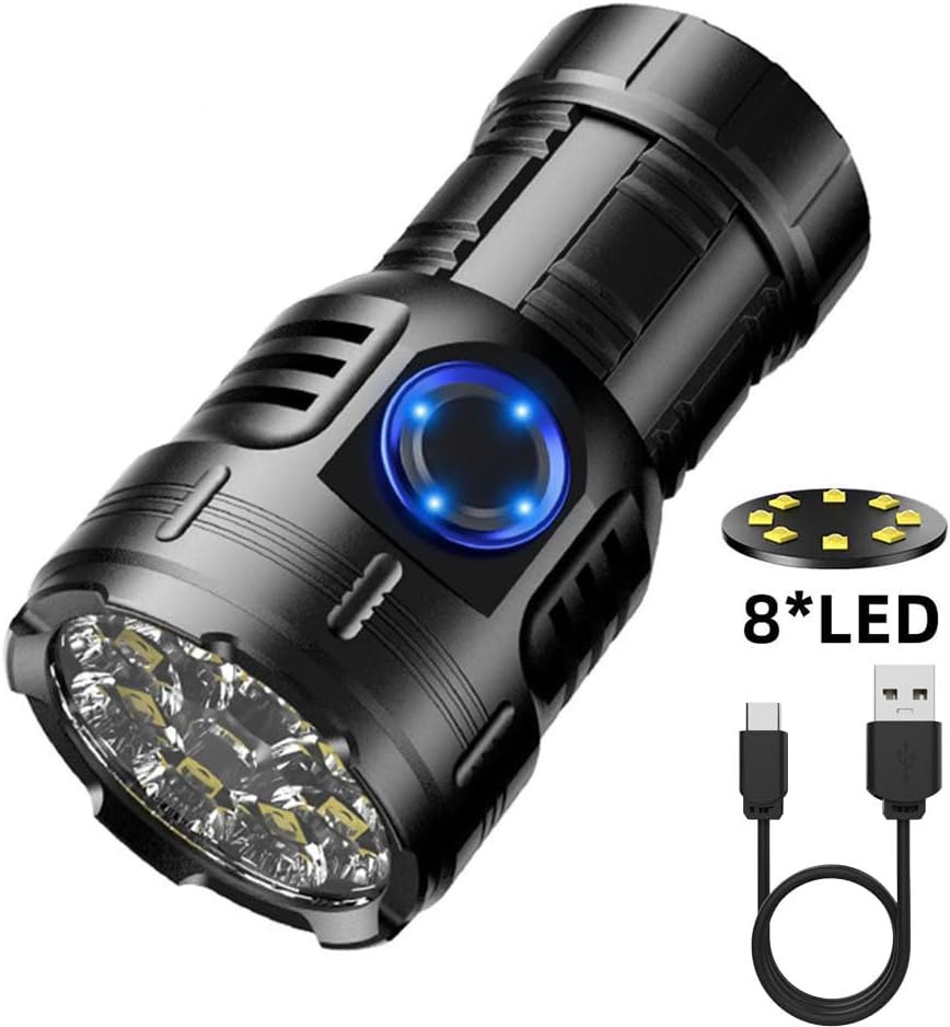 ALONEFIRE X68 Mini LED Flashlight Type C USB Rechargeable Bright 8 LED ...