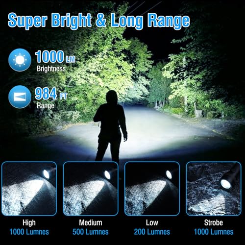 BORUiT ST12 Torches Led Super Bright Rechargeable 1000 Lumens, 2 Pack ...