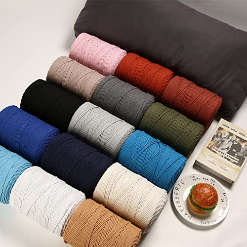 GOHOF Macrame Cord 4mm x 300m Premium Cotton Macrame Rope, 4 Strand ...