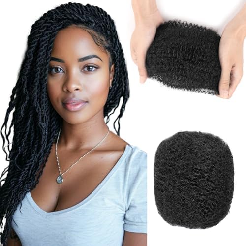 Amazon.com : Afro Kinkys Bulk Human Hair 50g/Pack Natural Black 100% ...