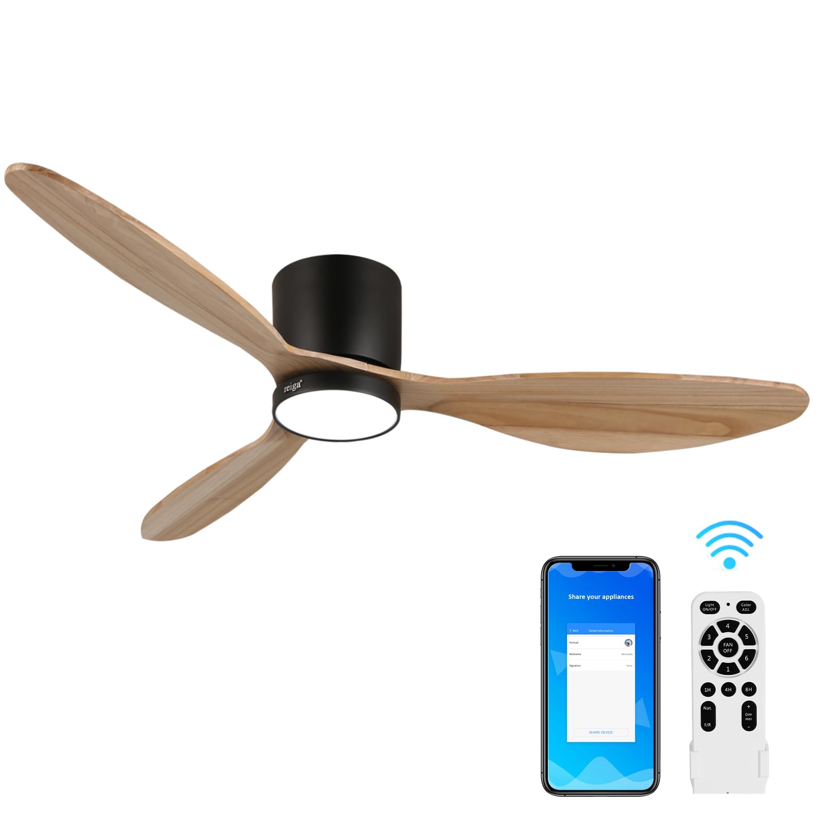 42 Inch Ceiling Fans with Lights and Remote, Reversible DC Motor ...