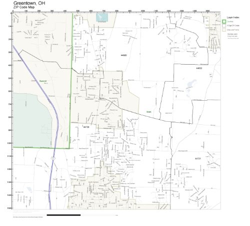 ZIP Code Wall Map of Greentown, OH ZIP Code Map Laminated: Amazon.com ...
