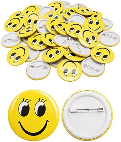 Sixfolo 40 Pcs Happy Face Badges,45mm Yellow Button Pins Happy Face ...
