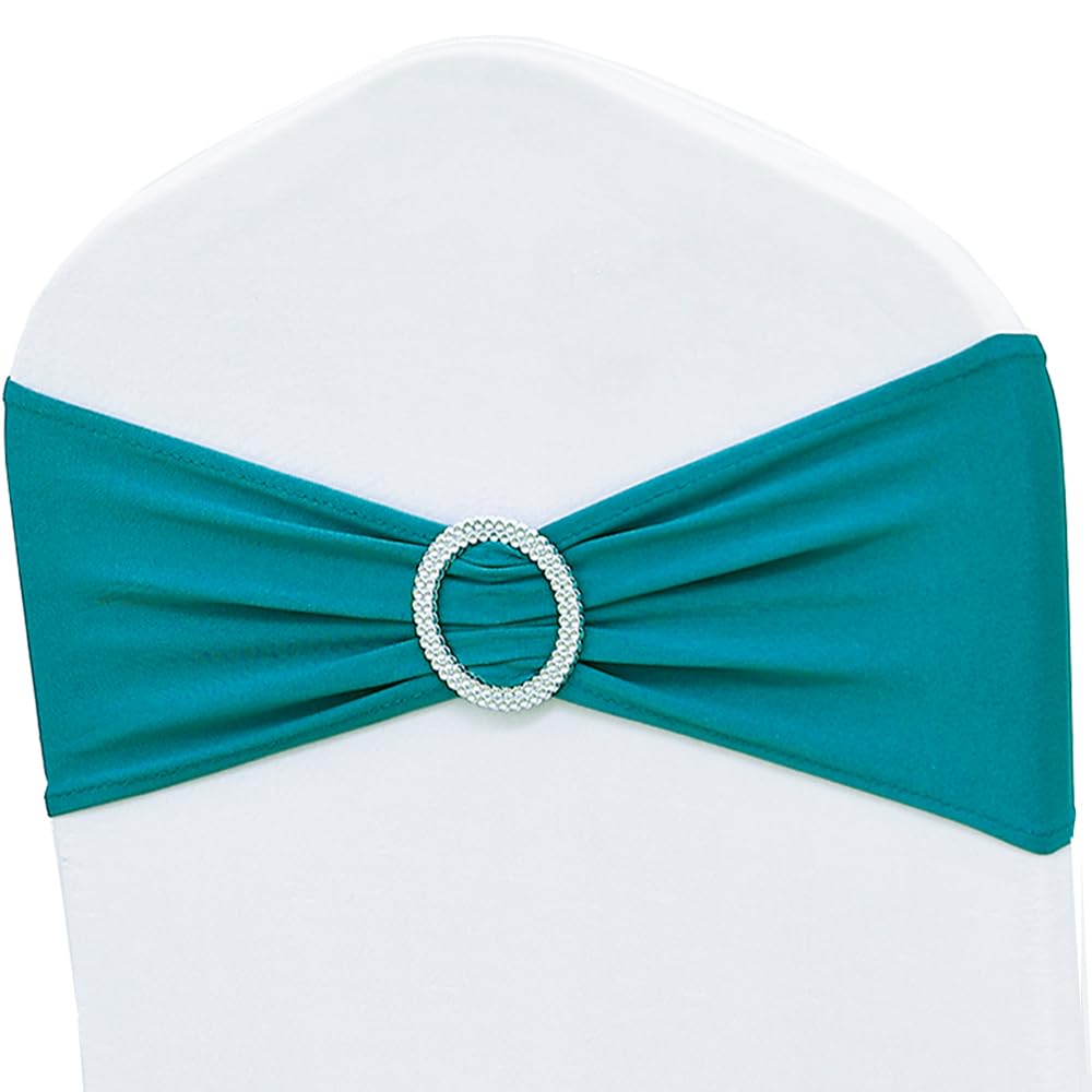 Amazon.com: ZSJFMF 50 Pack Spandex Turquoise Chair Sashes Bows Stretch ...