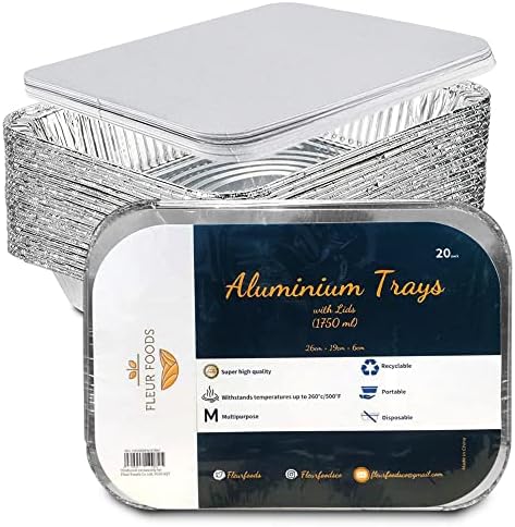 SUPERFA 20 Pack Large Aluminium Foil Trays, Disposable Foil Trays with ...