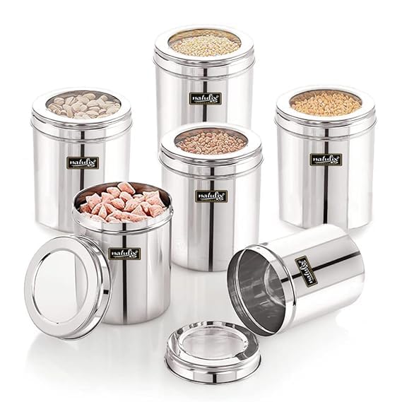 kapicon Stainless Steel Containers for kitchen with See Through Lid ...