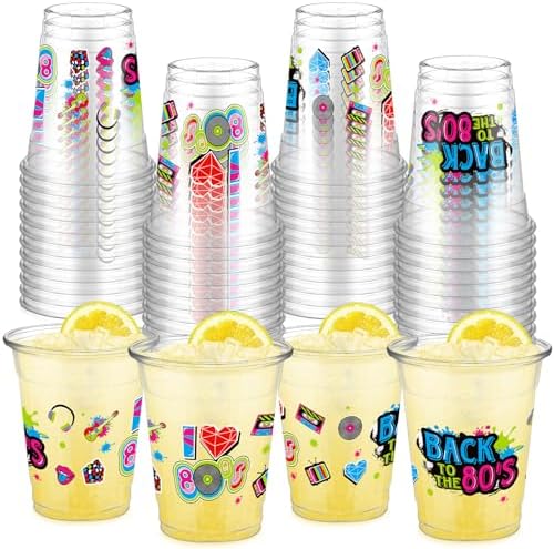 Amazon.com: FoldTier 50 Pcs 80s Cups 12 oz Plastic 80s Birthday Cups ...