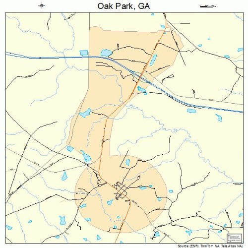 Large Street & Road Map of Oak Park, Georgia GA - Printed poster size ...