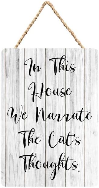 Amazon.com: Estiyond In This House We Narrate The Cats Thoughts. Wood ...