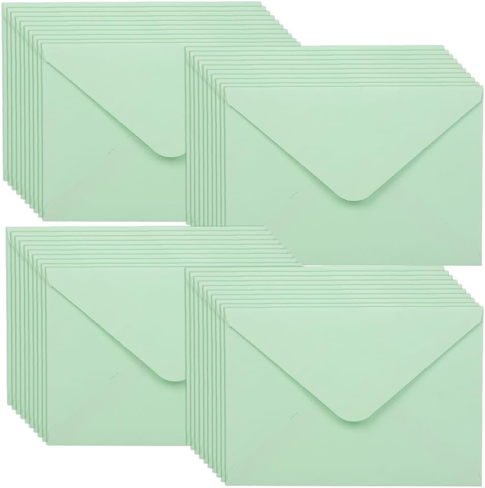 WYAN Mini Envelopes-40 Pack 15.5 * 10.5cm Light Green Classic Flap ...