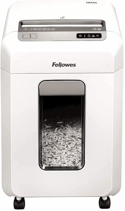Fellowes 12 Sheet Paper Shredder for Office - Mini Cut Shredder with ...