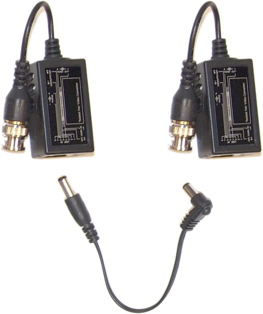 Evertech 4 pares (8 piezas) Balun de video pasivo con Power BNC a RJ45 Cable convertidor de ...