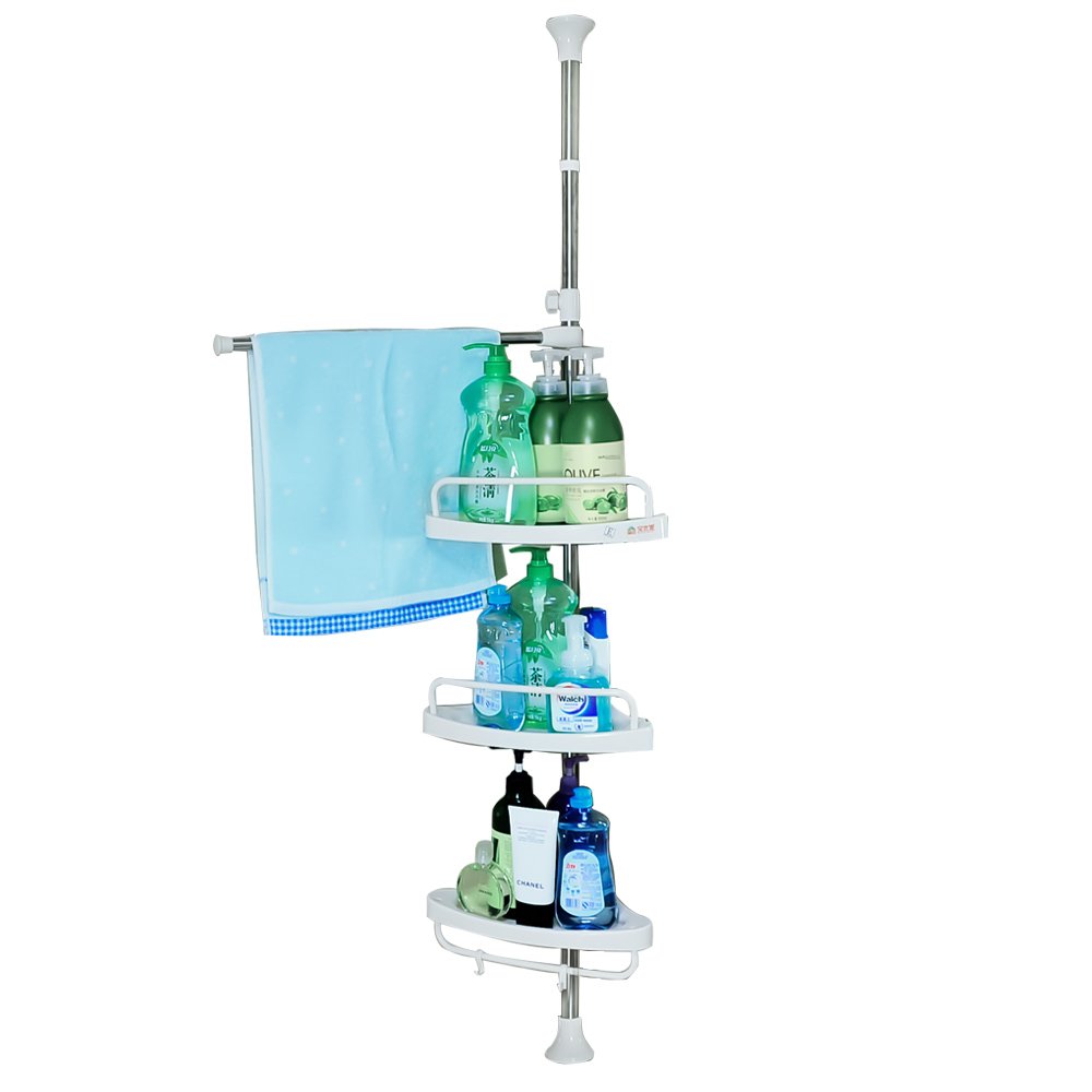 BAOYOUNI Shower Caddy Tension Pole Adjustable Bathroom Shelf Storage ...