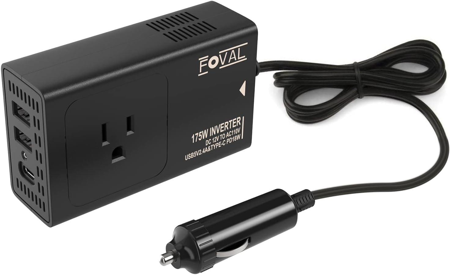 Amazon.com: FOVAL 150W Car Power Inverter 12V DC to 110V AC Converter ...