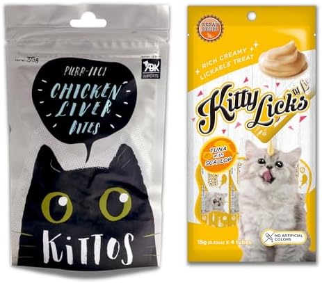 Cat Treats Combo: Kittos Chicken Liver Bites and Kitty Licks Tuna ...