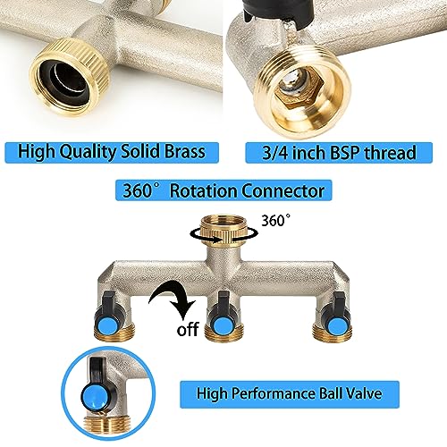 Brass Garden Tap Splitter 3 Way Hose Manifold,Multi Tap Connector ...