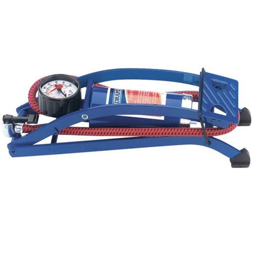 Draper 14172 Single Cylinder Foot Pump with Pressure Gauge, 29.6cm x 9 ...
