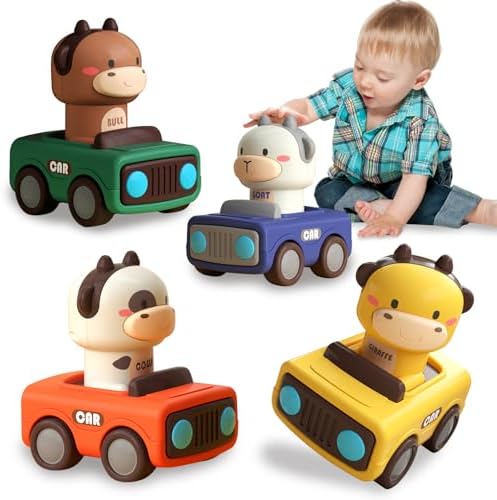 YOLOMOON Baby Car Toys for 1-3 Year Old Boys Girls, Animal Racing Car ...