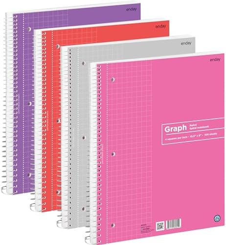 Amazon.com : Graph Paper Spiral Notebook - Graph Paper Notebook, Quad ...