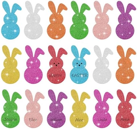 Amazon.com: Whaline 54Pcs Easter Glitter Bunny Cutouts Colorful Rabbit ...