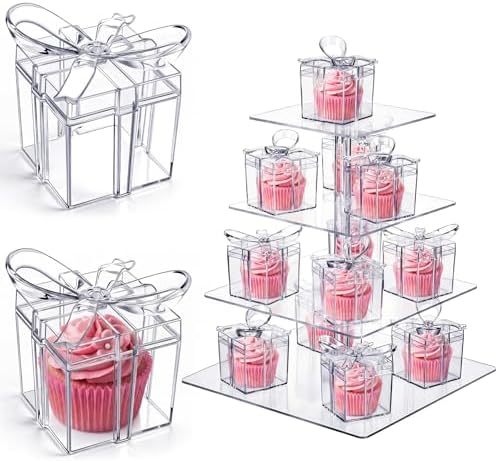 Amazon.com: Novabright 24 Pcs Mini Clear Gifts Boxes with Bow 2.3x2.3x2 ...