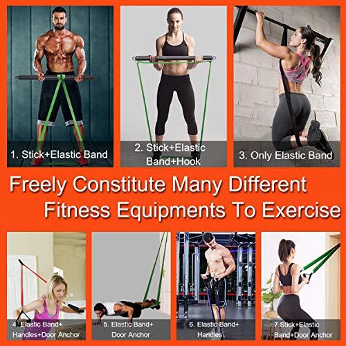 DASKING Portable Home Gym Resistance Bar Set with 4 Resistance Levels ...