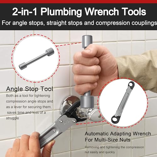 Snapklik.com : Plumbing Tools Angle-On Wrench Kit, Angle Stop Wrench ...